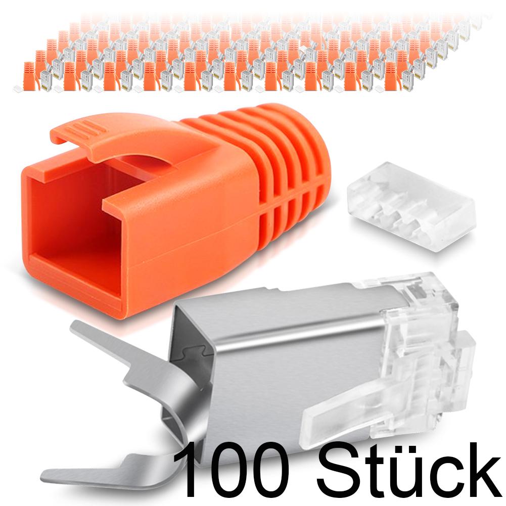 Netzwerkstecker CAT 7 10x Netzwerk Crimp Stecker RJ45 Knickschutz ...